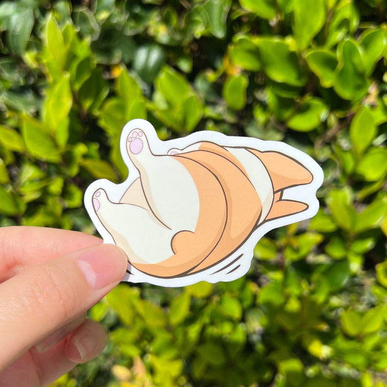 Corgi Butt Roll Vinyl Sticker, Cute Kawaii Dog Laptop Stickers ...
