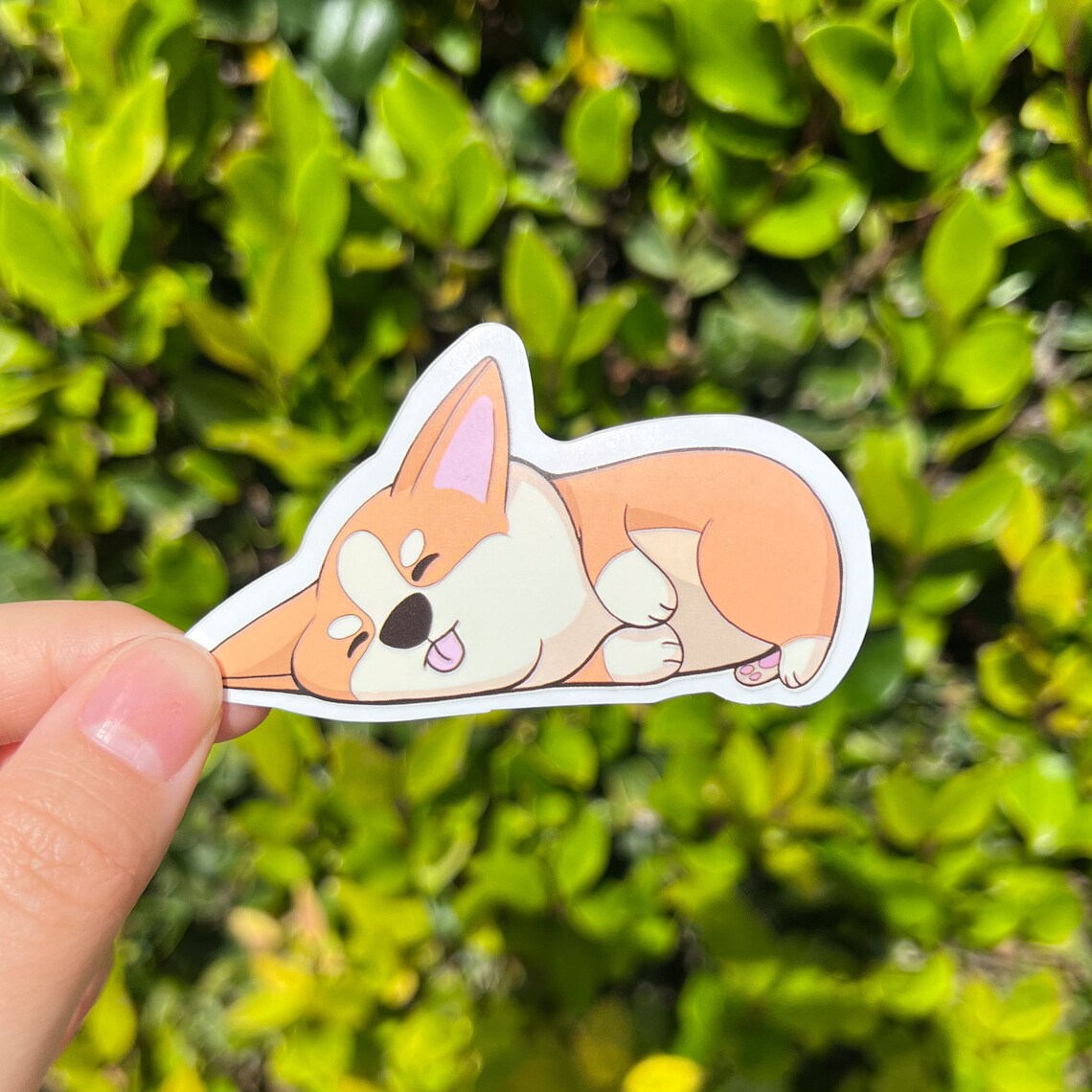 Cute Tired Sleeping Corgi Vinyl Sticker, Cute Kawaii Dog Laptop ...