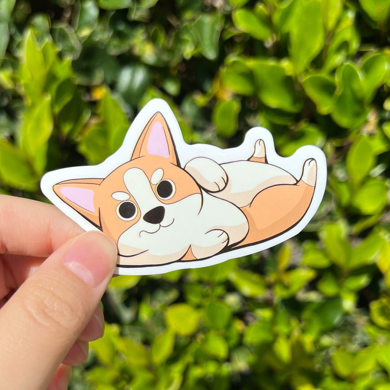 Judging Corgi Vinyl Sticker, Cute Kawaii Dog Laptop Stickers ...