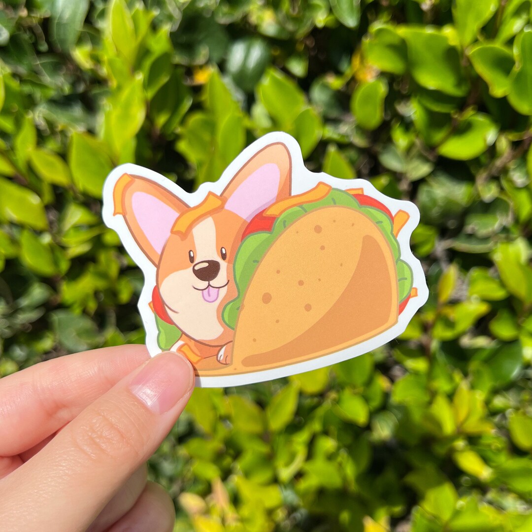 Taco Corgi Vinyl Sticker | Cute Kawaii Dog Laptop Stickers Waterbottle ...