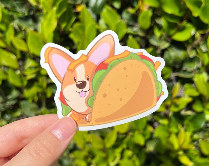 Taco Corgi Vinyl Sticker | Cute Kawaii Dog Laptop Stickers Waterbottle ...