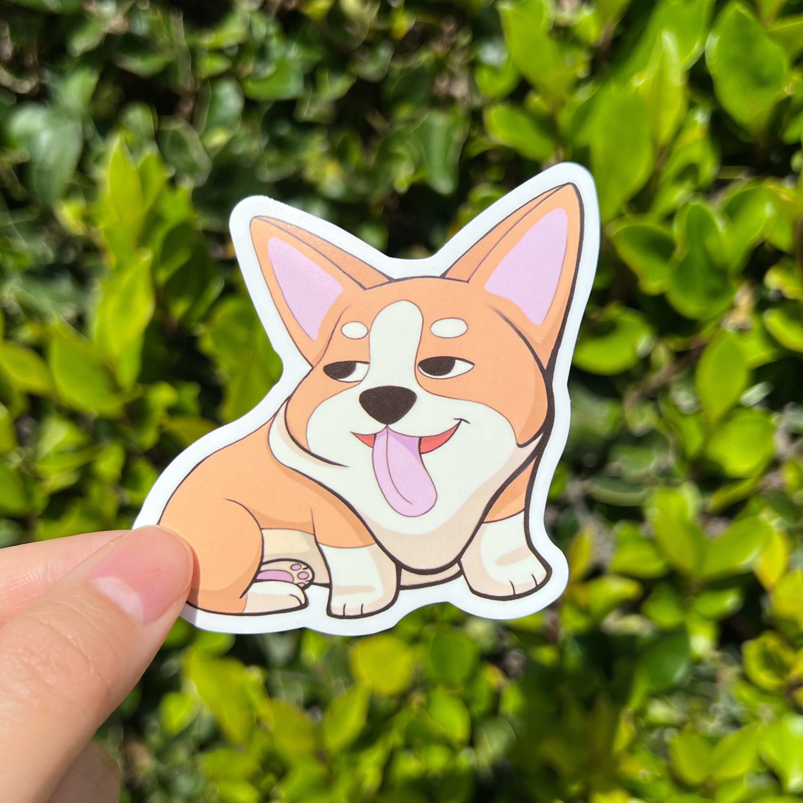 Silly Corgi Vinyl Sticker, Cute Kawaii Dog Laptop Stickers Waterbottle ...