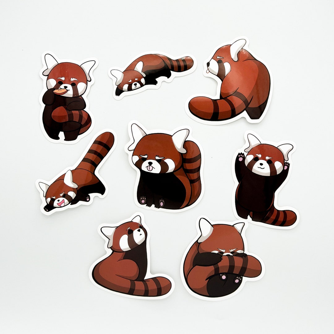 Cute Red Panda Sticker Pack, Cute Kawaii Laptop Stickers Waterbottle ...