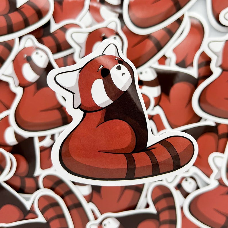 Cute Red Panda Vinyl Sticker, Cute Kawaii Laptop Stickers Waterbottle ...