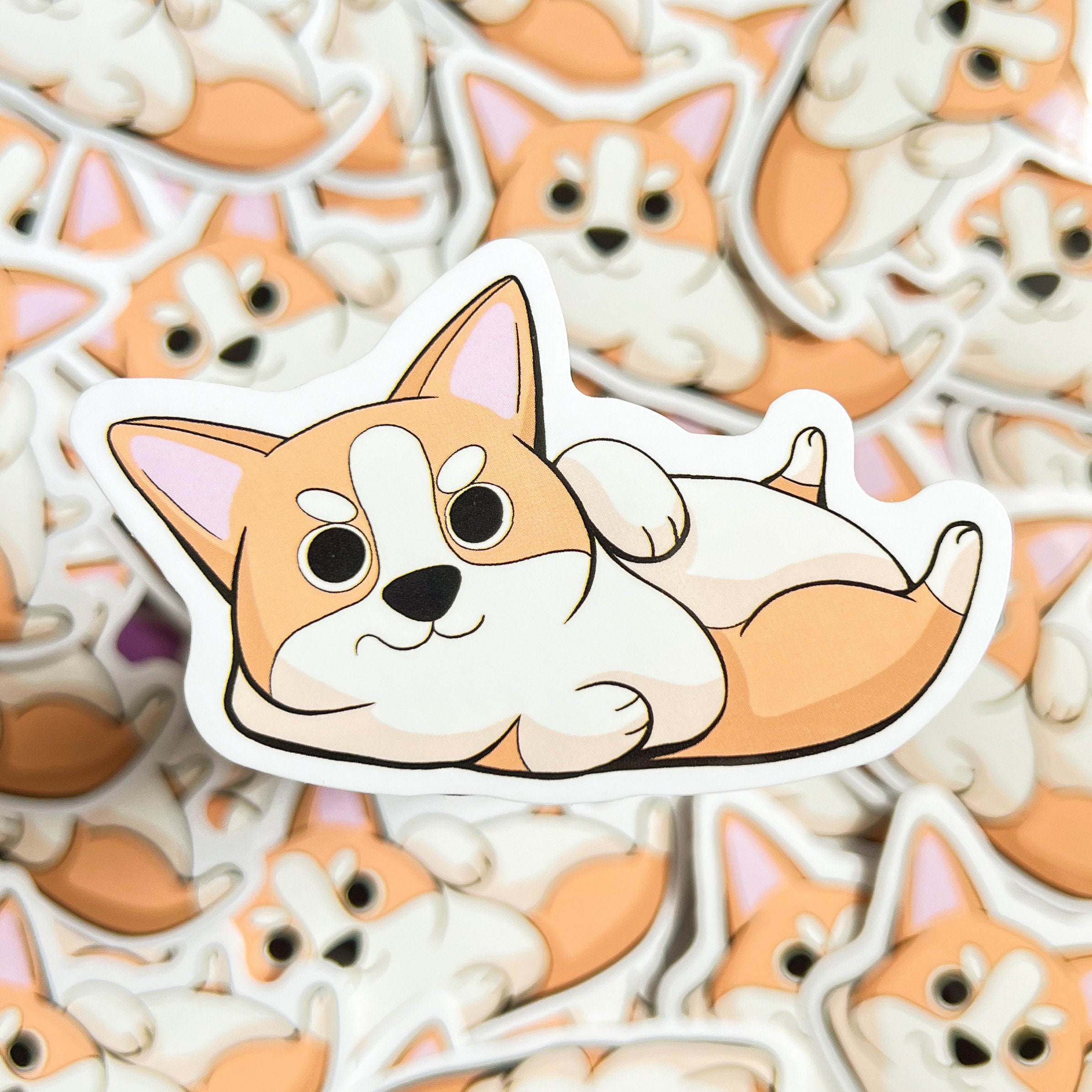 Judging Corgi Vinyl Sticker, Cute Kawaii Dog Laptop Stickers ...
