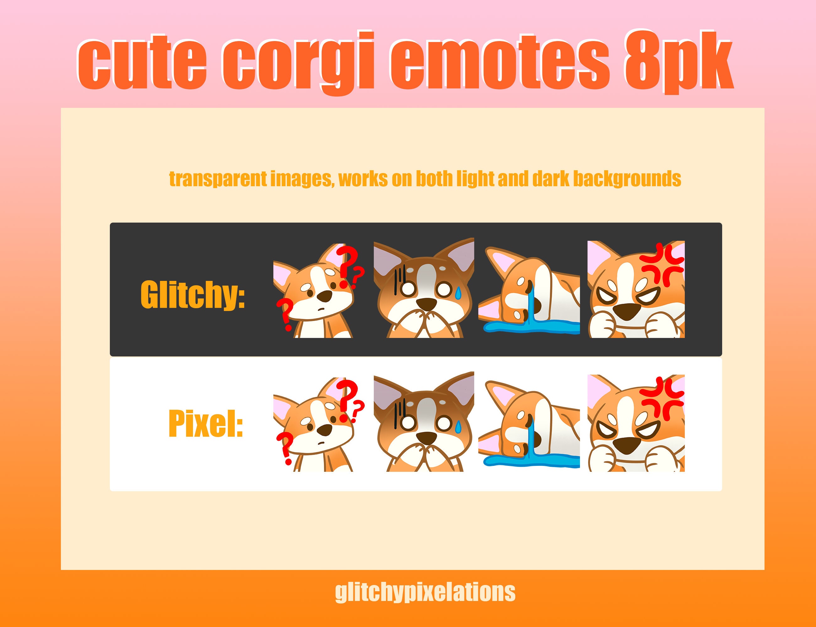 Cute Corgi Emote Pack (8), Twitch Emotes Pack, Discord Emotes Pack ...