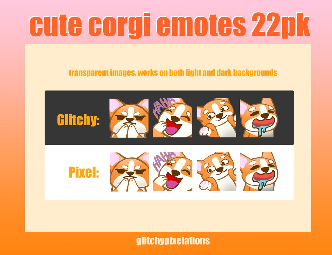 Cute Corgi Emote Pack (22), Twitch Emotes Pack, Discord Emotes Pack ...