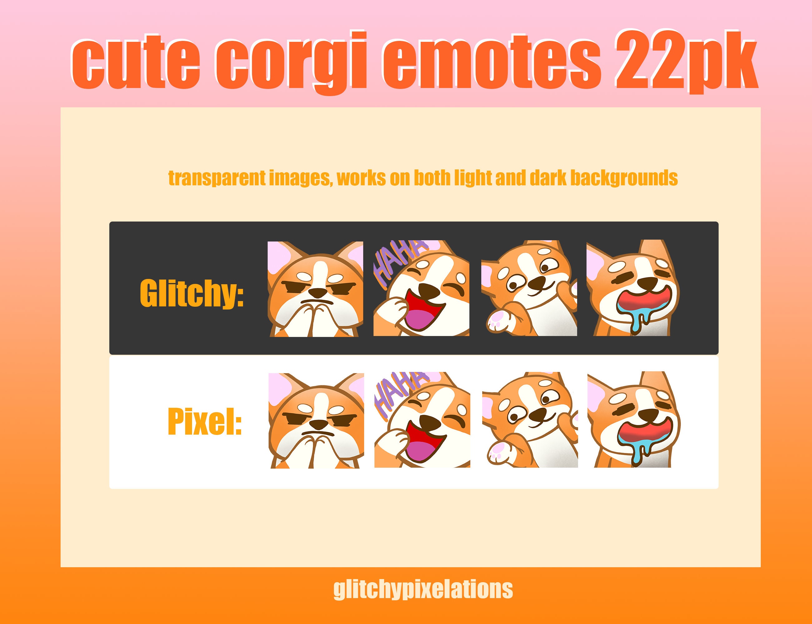 Cute Corgi Emote Pack (22), Twitch Emotes Pack, Discord Emotes Pack ...