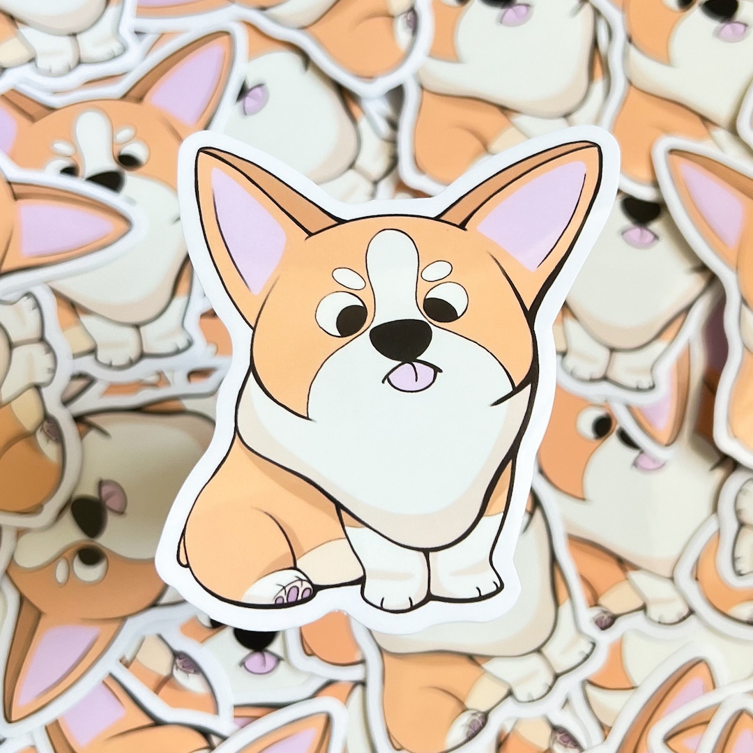 Corgi Blep Vinyl Sticker, Cute Kawaii Dog Laptop Stickers Waterbottle ...