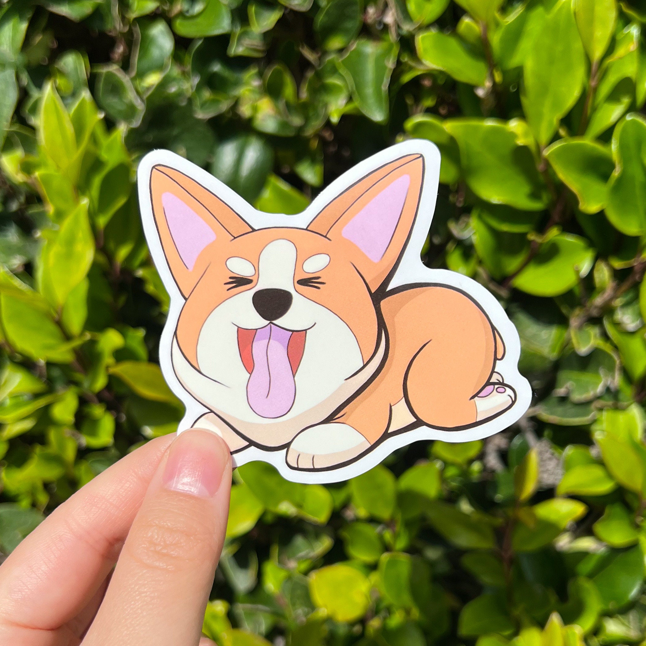 Cute Corgi Tongue Out Vinyl Sticker, Cute Kawaii Dog Laptop Stickers ...