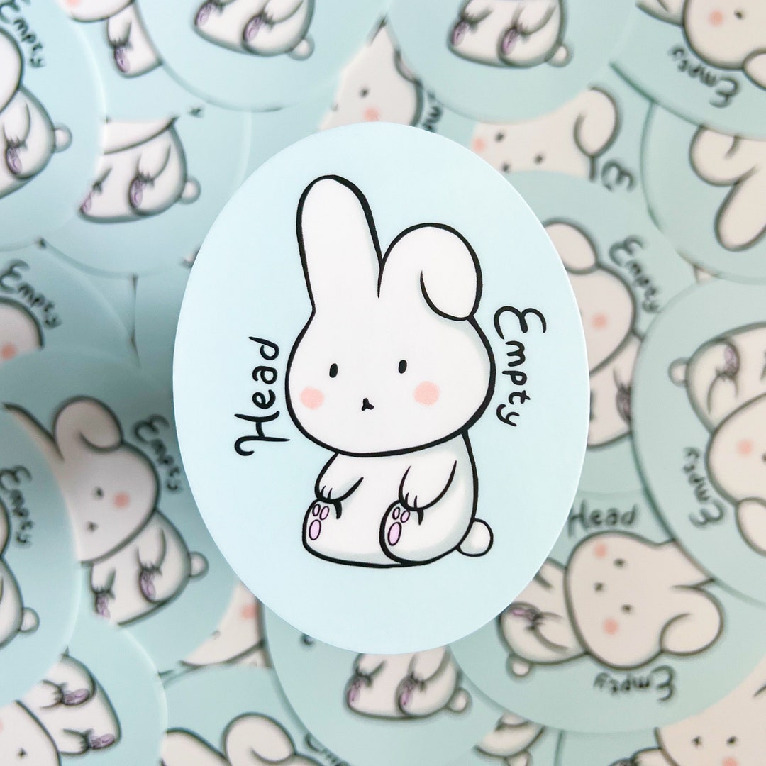Head Empty Bunny Sticker, Cute Kawaii Bunny Laptop Stickers Waterbottle ...
