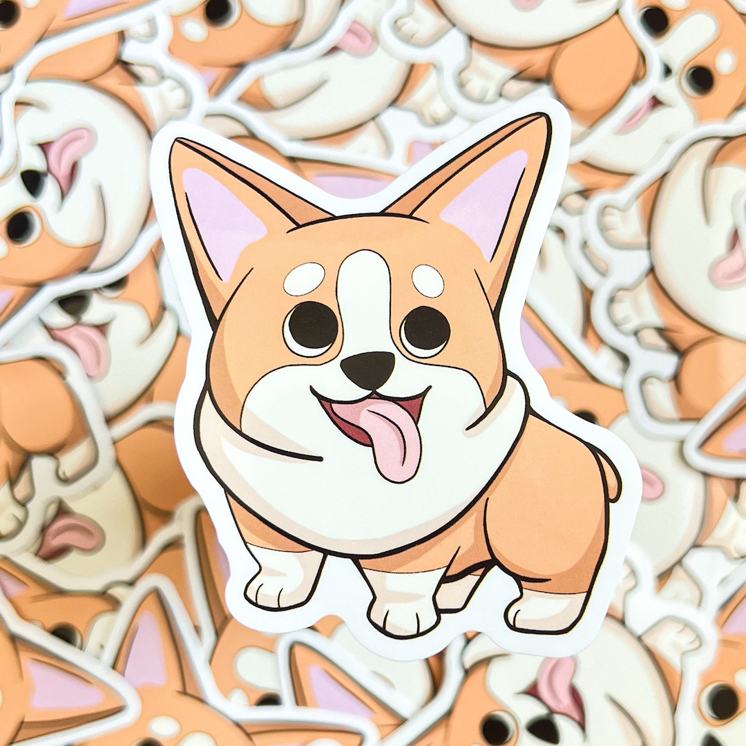 Cute Corgi Vinyl Sticker, Cute Kawaii Dog Laptop Stickers Waterbottle ...