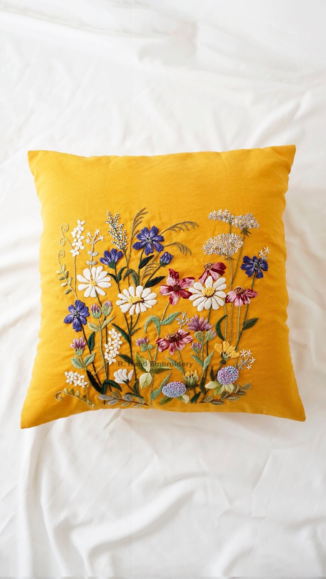 Hand Embroidered Cushion Cover, Flowers of Spring Ver 2 - Etsy