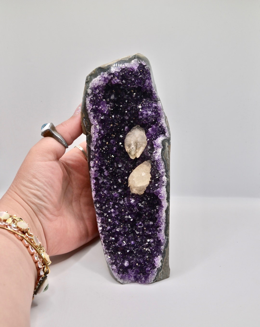 2.86 Lb Druzy Amethyst Cathedral With Dogtooth Calcite 6 3/4 - Etsy