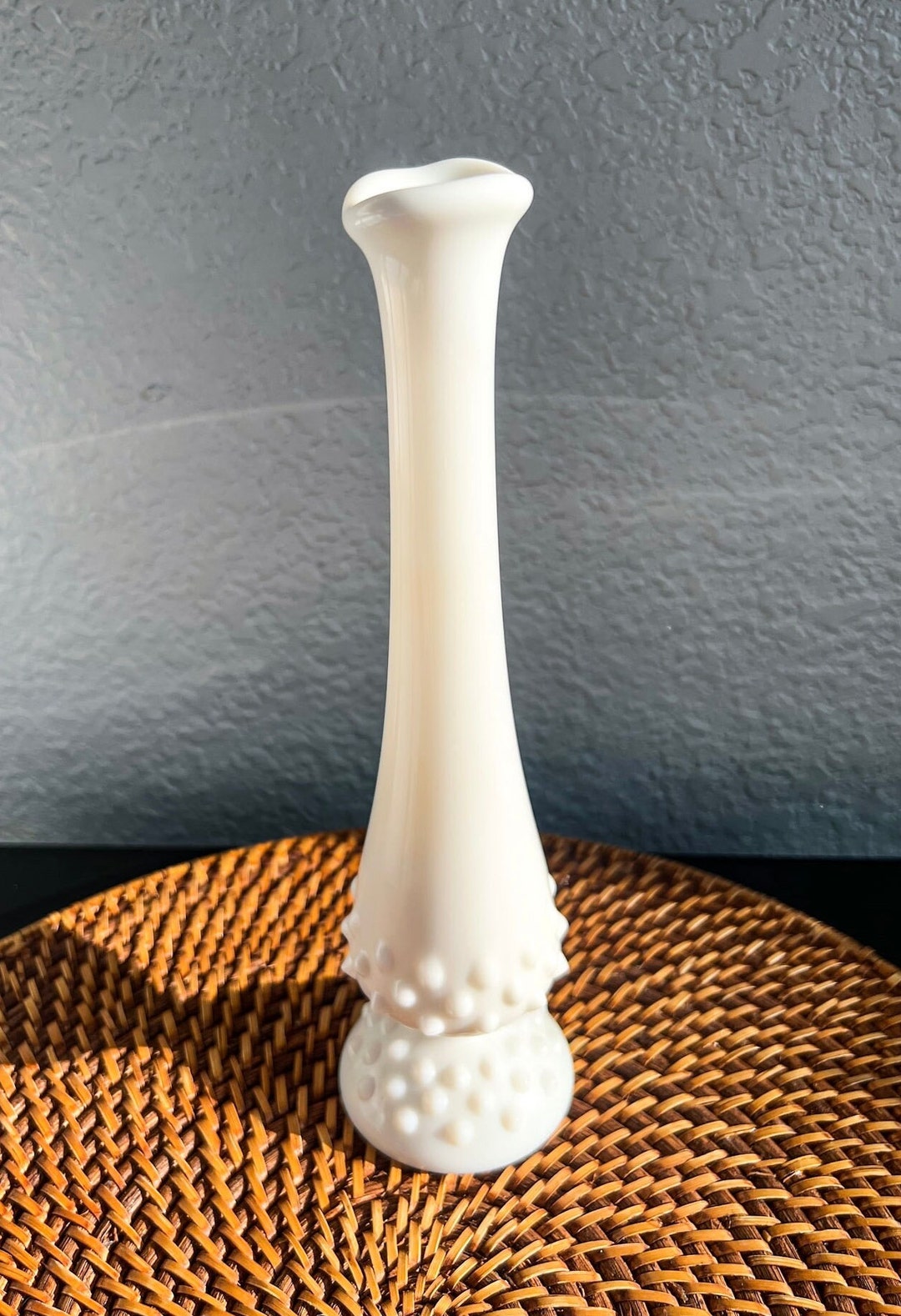 7.75 Fenton Hob Nail Milk Glass Swung Bud Vase - Etsy