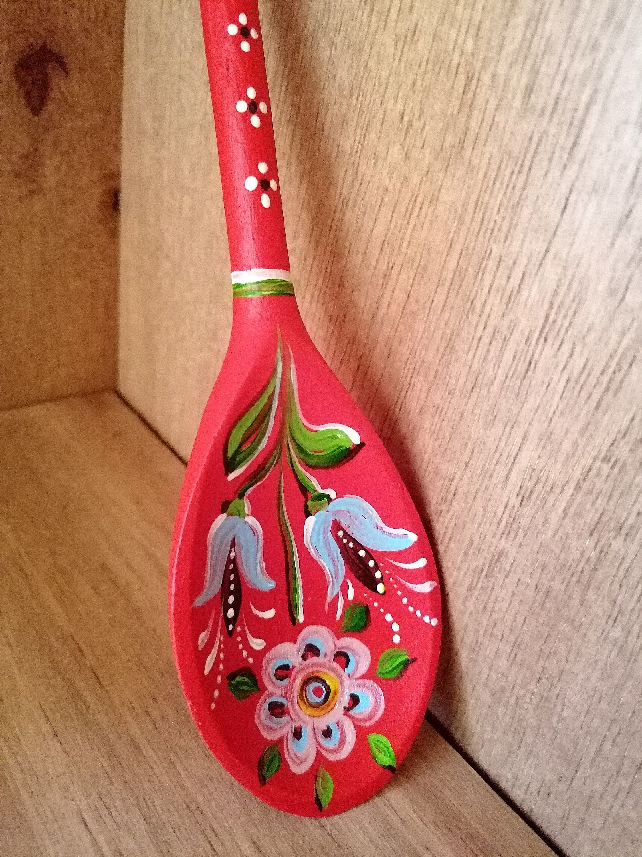 Eastern European Art Flowers Hand Painted Wooden Spoon - Etsy