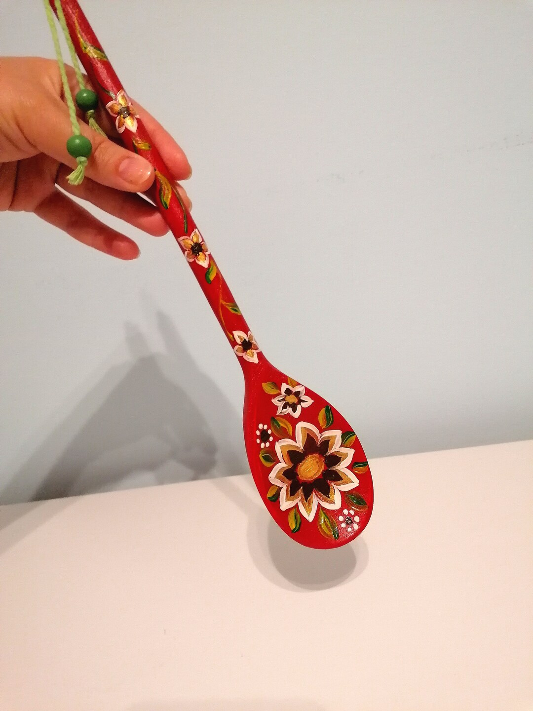Eastern European Art Flowers Hand Painted Wooden Spoon Rustic ...
