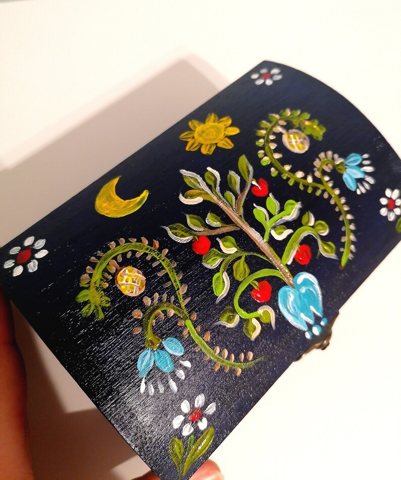 Eastern European Painted Wooden Box, Keepsake Memory Box, Wooden Memory ...