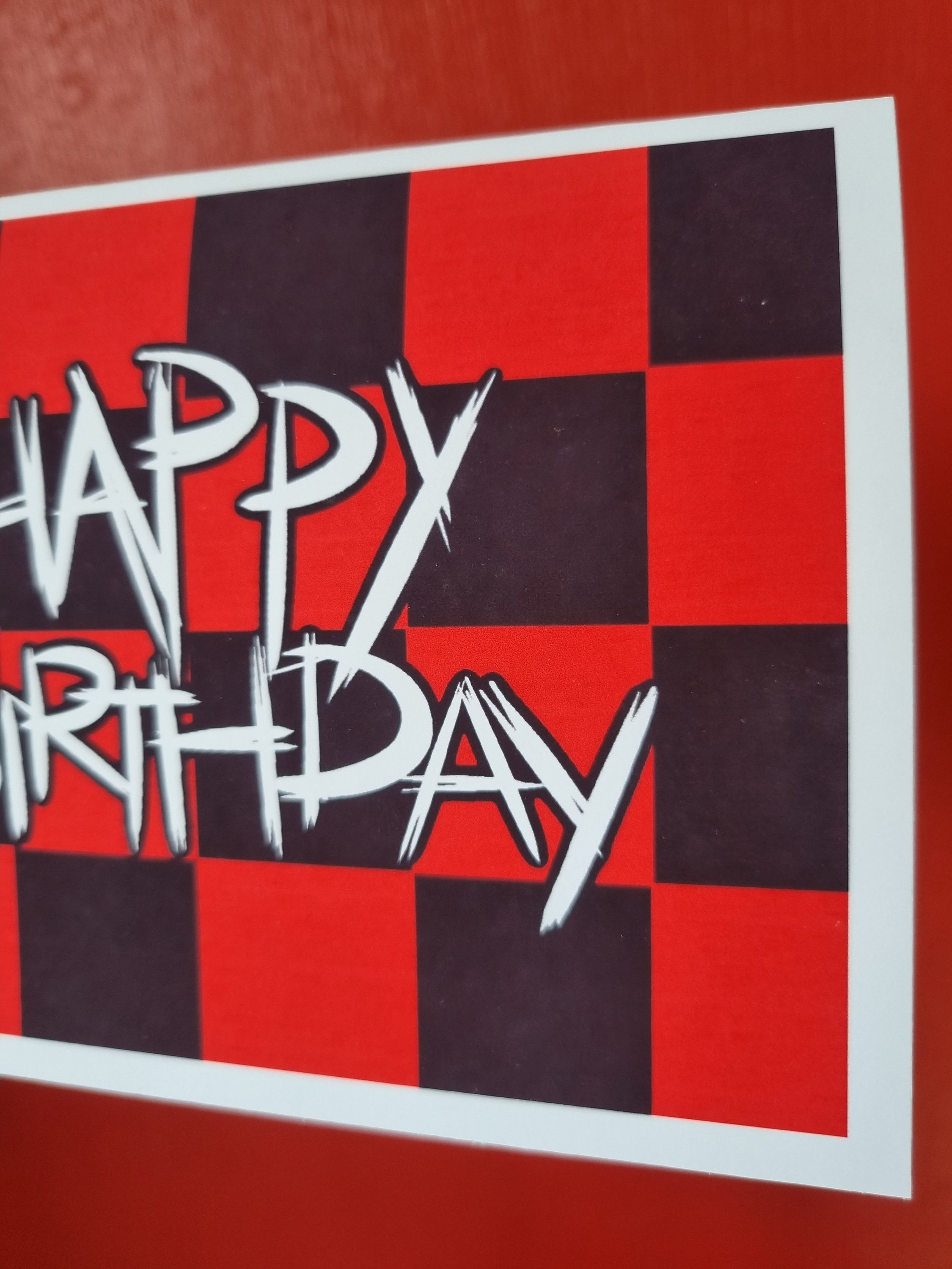 Emo Happy Birthday Card Checkerboard & Red - Etsy