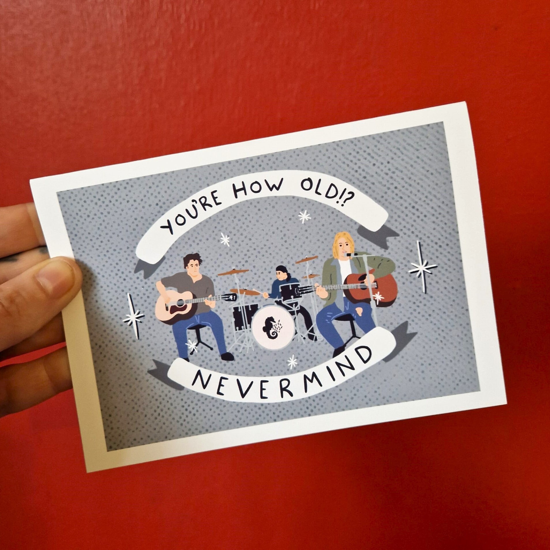 Nirvana Nevermind Band Portrait A6 Greetings Card Birthday Card ...