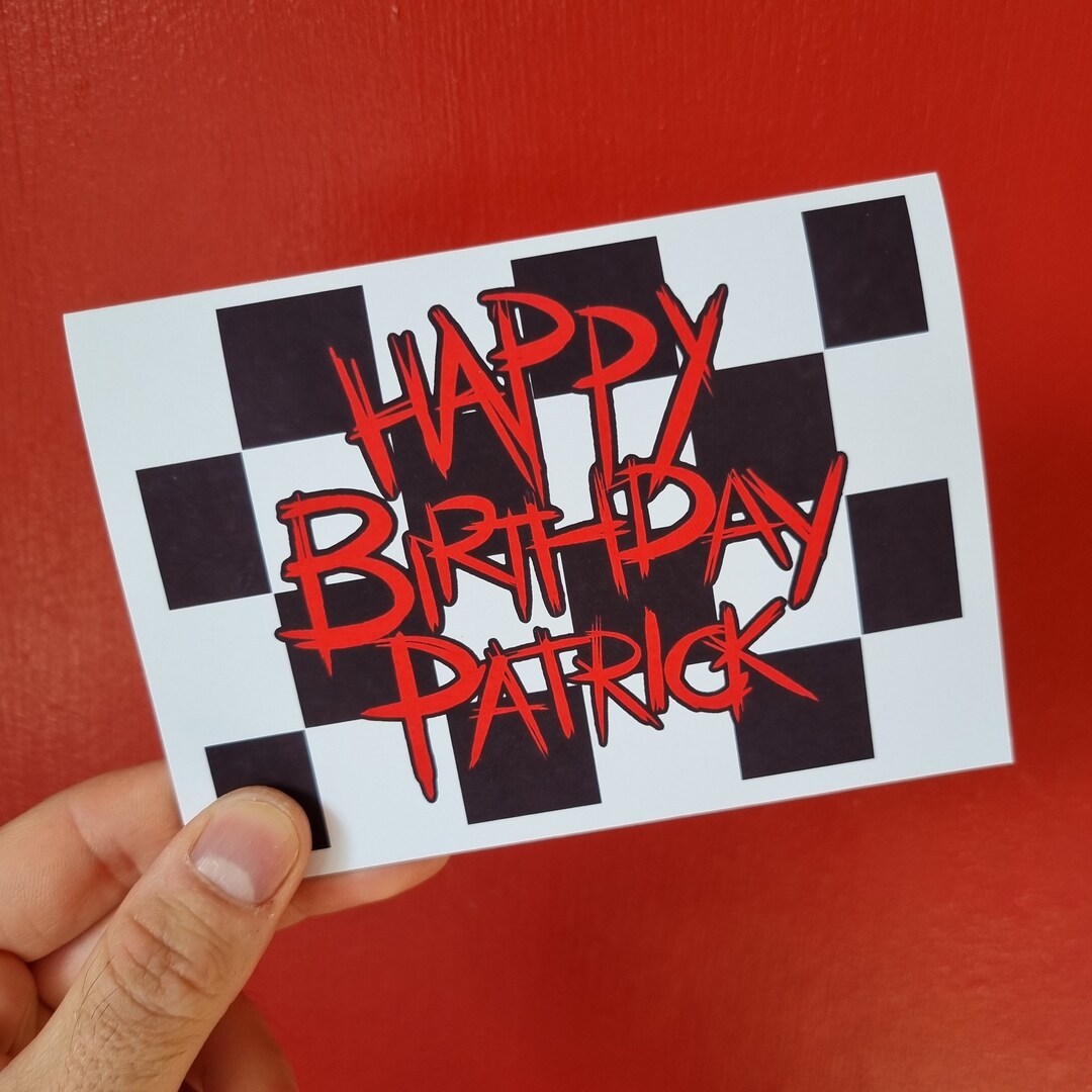 Personalised Name Emo Happy Birthday Card With Envelope - Checkerboard ...