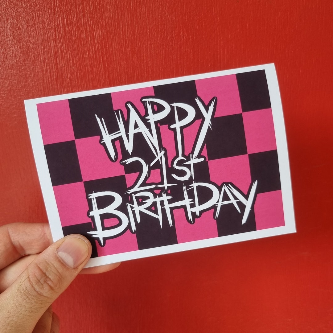 Personalised Age Emo Happy Birthday Card With Envelope Checkerboard ...