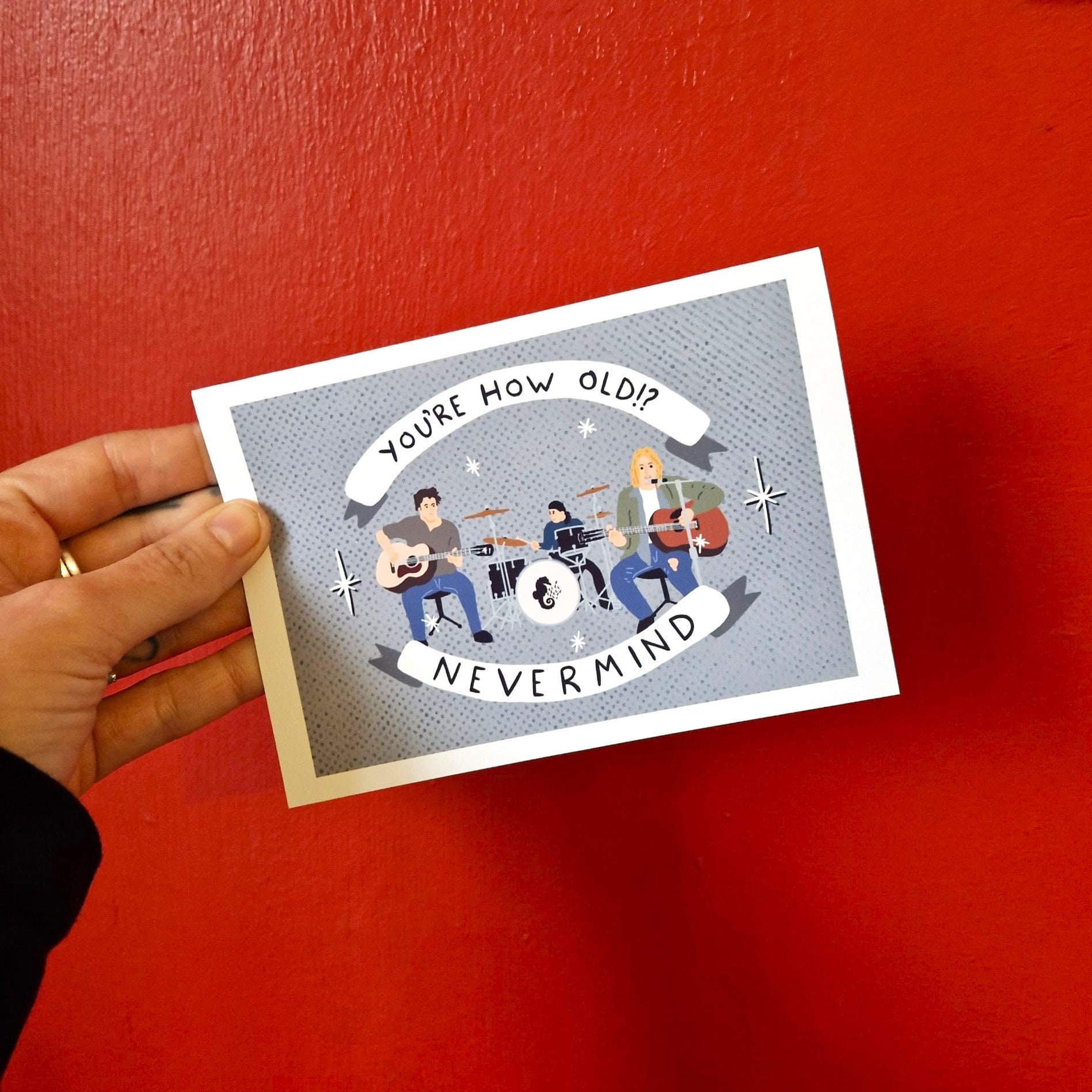 Nirvana Nevermind Band Portrait A6 Greetings Card Birthday Card ...