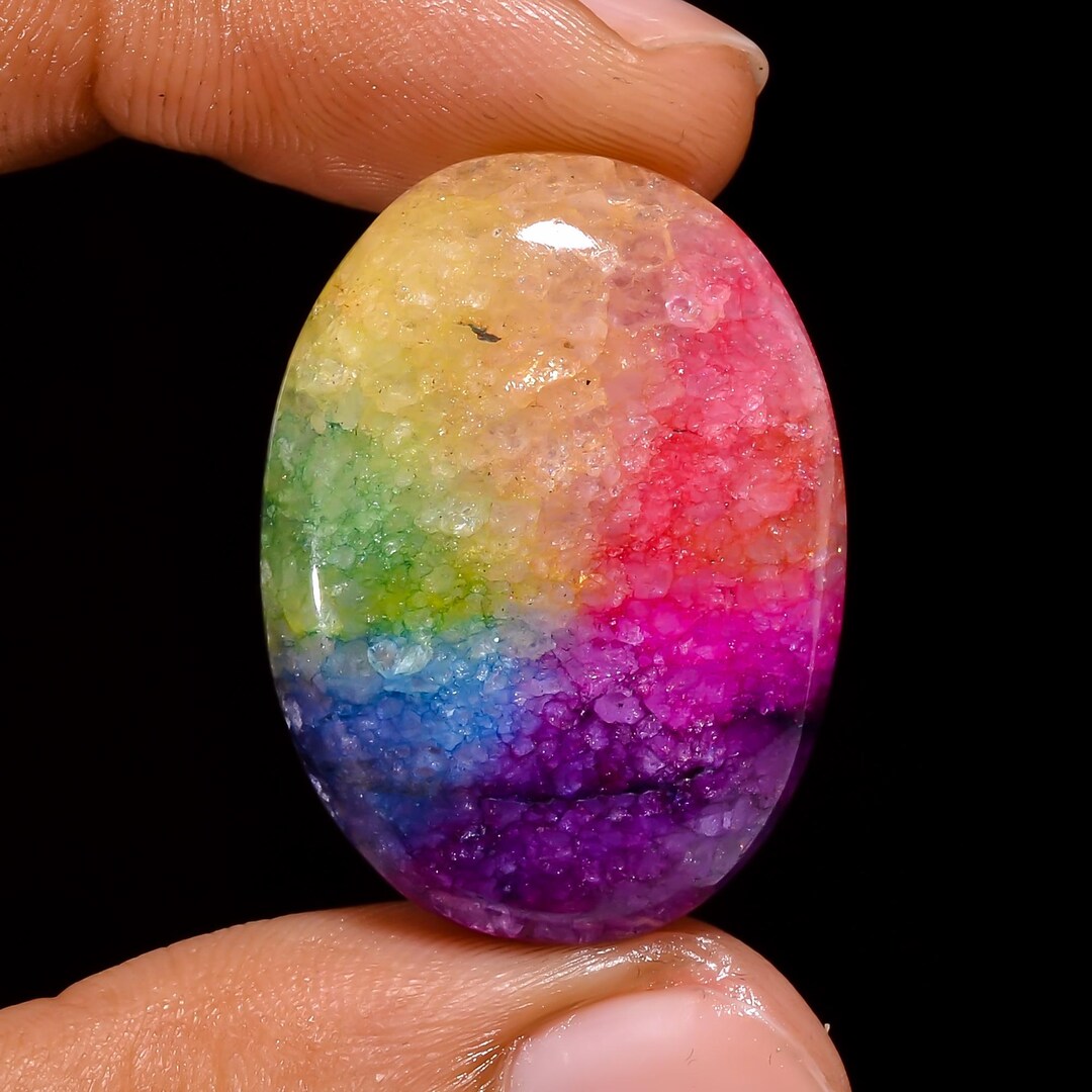 Natural Rainbow Solar Quartz Gemstone, Oval Shape 29X22X7 Mm 40 Carat ...