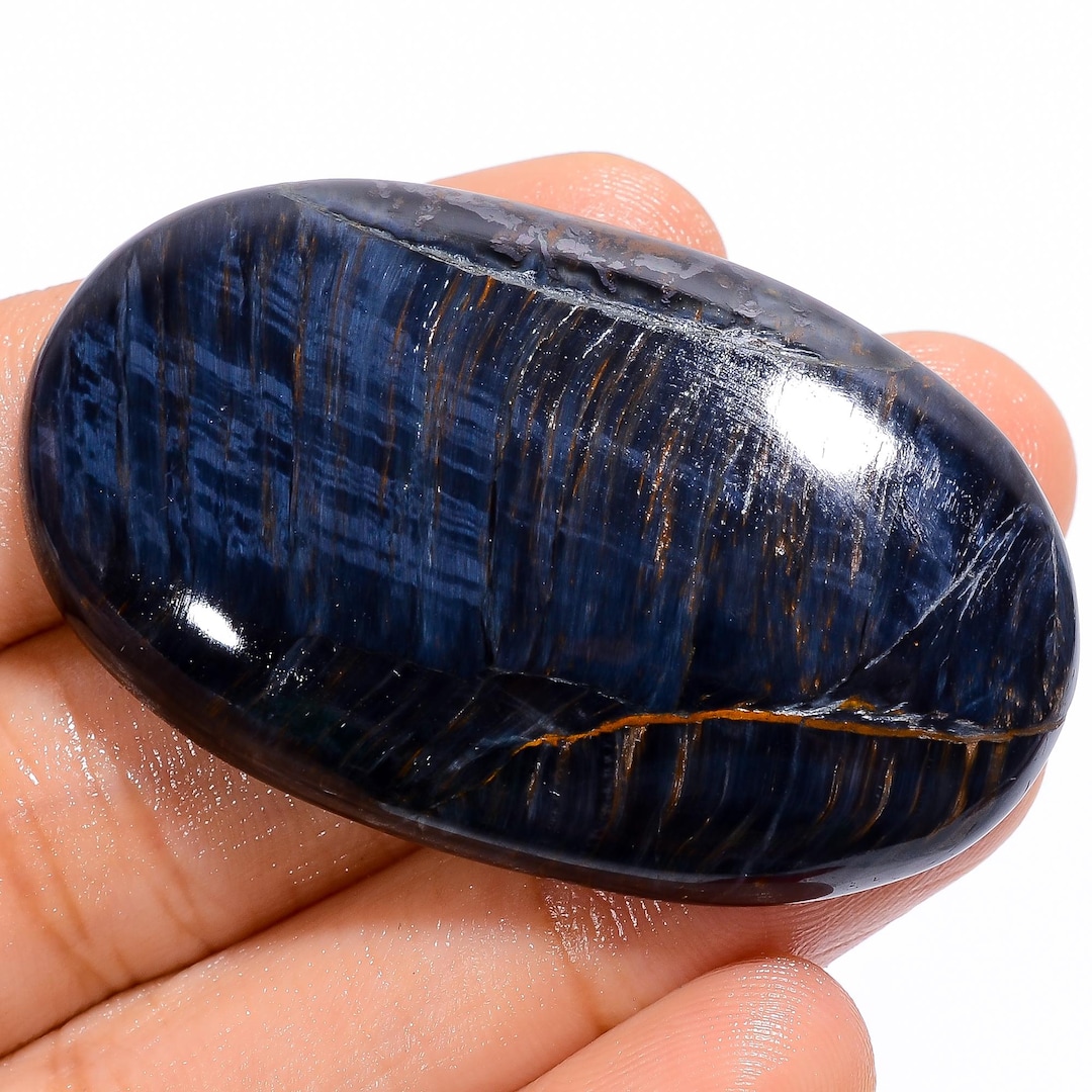 Natural Blue Tiger Eye Gemstone Oval Shape Tiger Eye Cabochon 49X29X6 ...