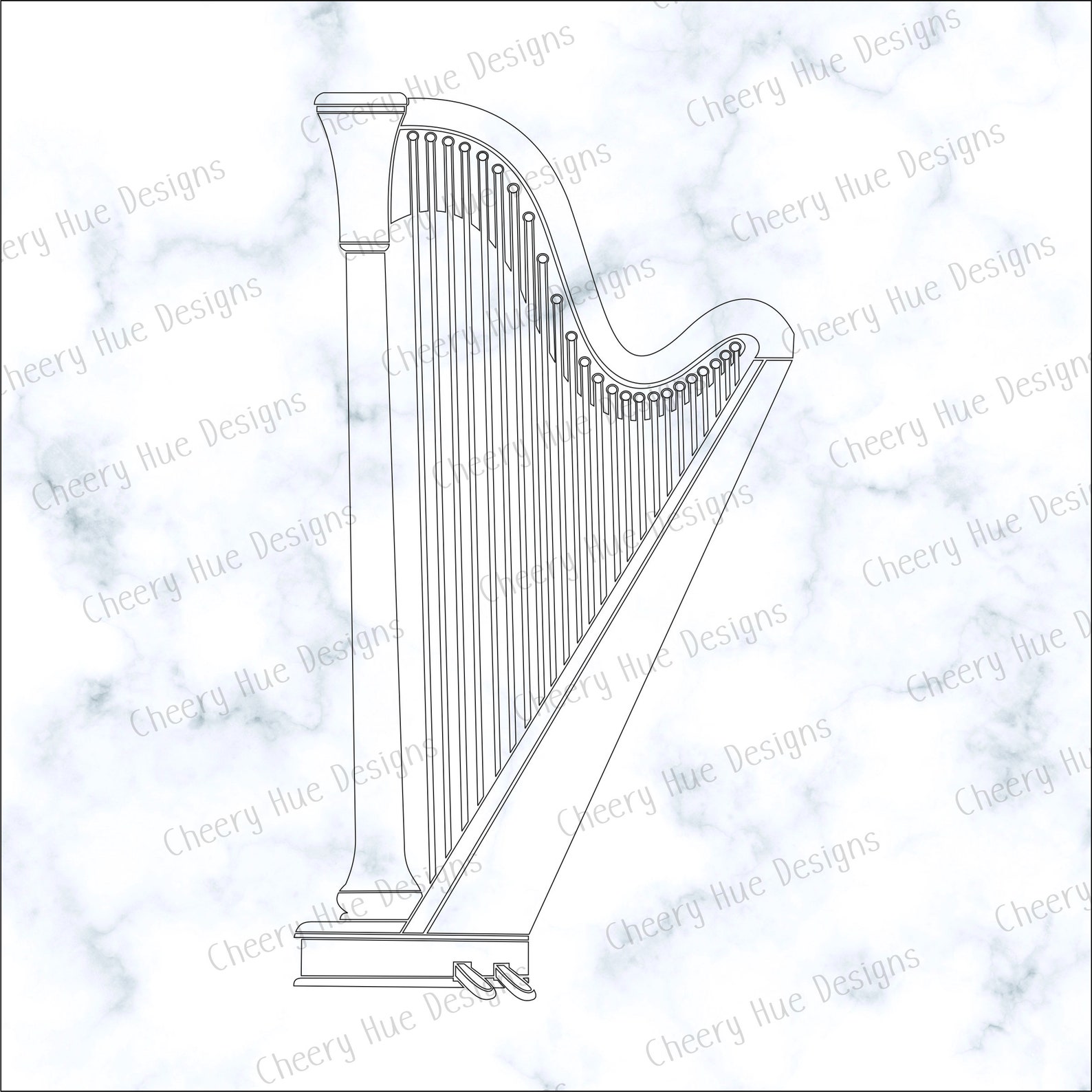 Harp Svg Cut Harp Sketch Svg Harp Foil Svg - Etsy