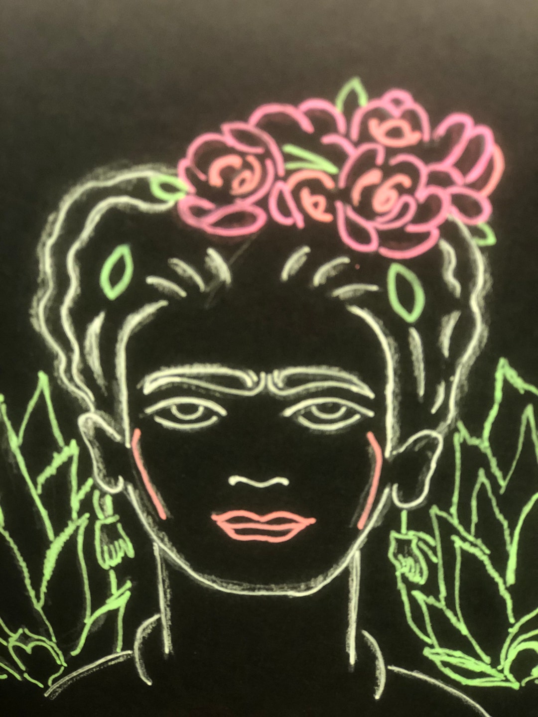 Neon Frida Kahlo and Agave Plants - Etsy