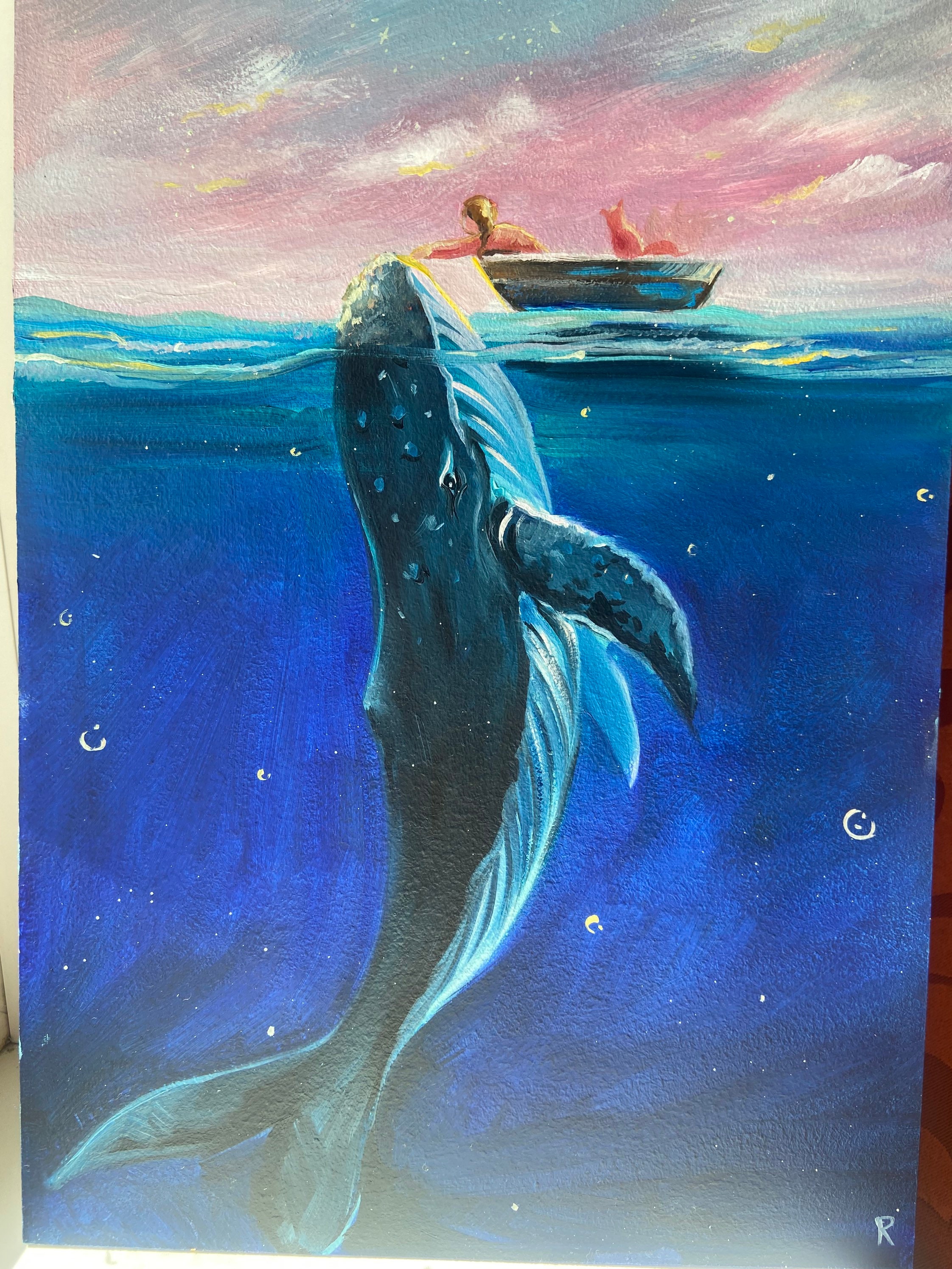 Ballena pintando pintura al óleo de ballena azul sobre lienzo | Etsy
