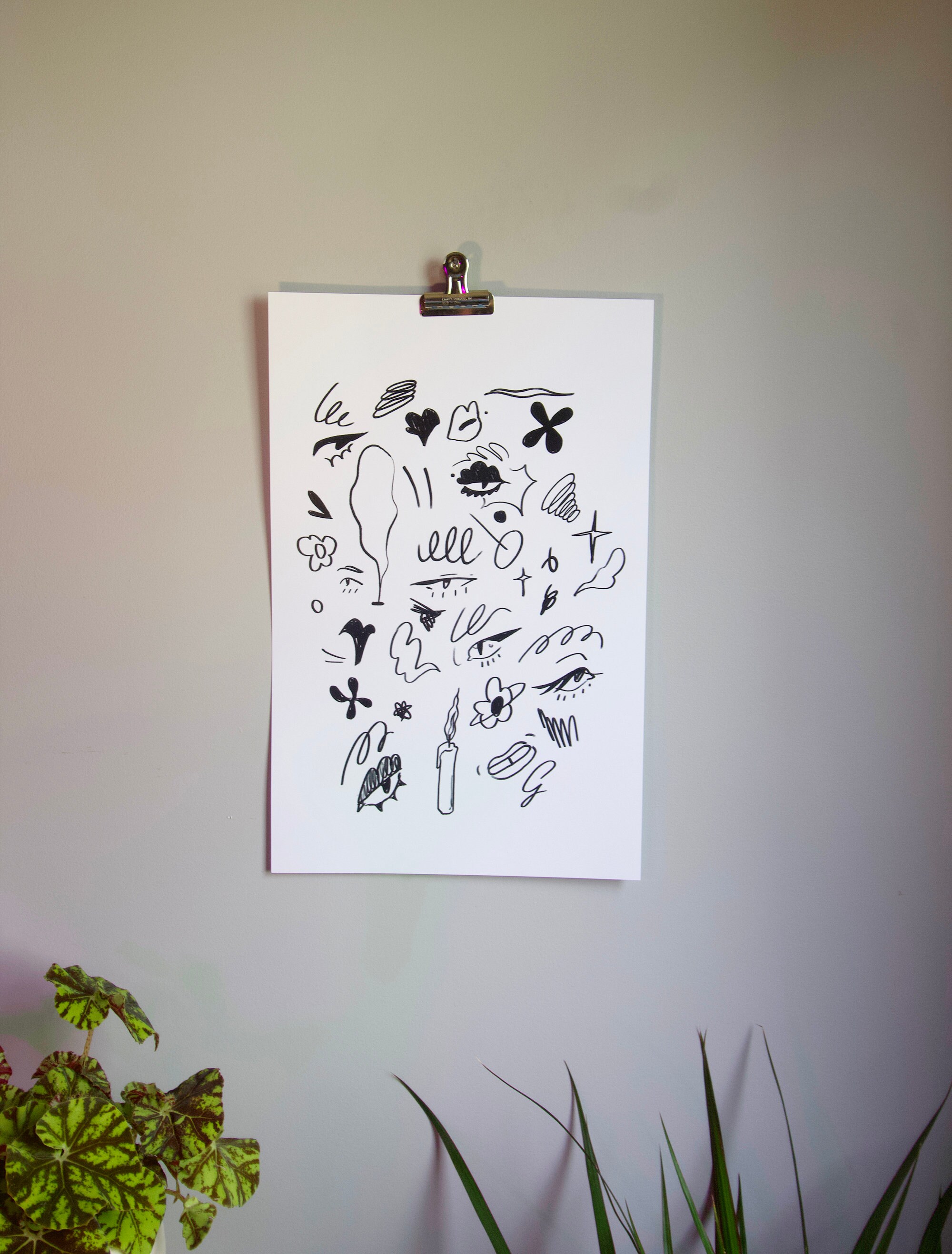 Black and White Doodle Print - Etsy