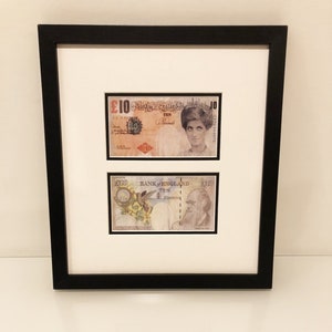 3 Framed Banksy Princess Diana Replica British Tenner's Di-faced Ten ...