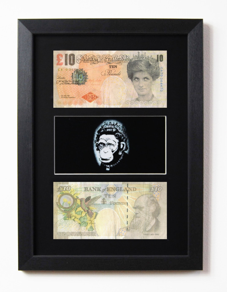 2 Framed Banksy Princess Diana Replica British Tenner's Di-faced Ten ...