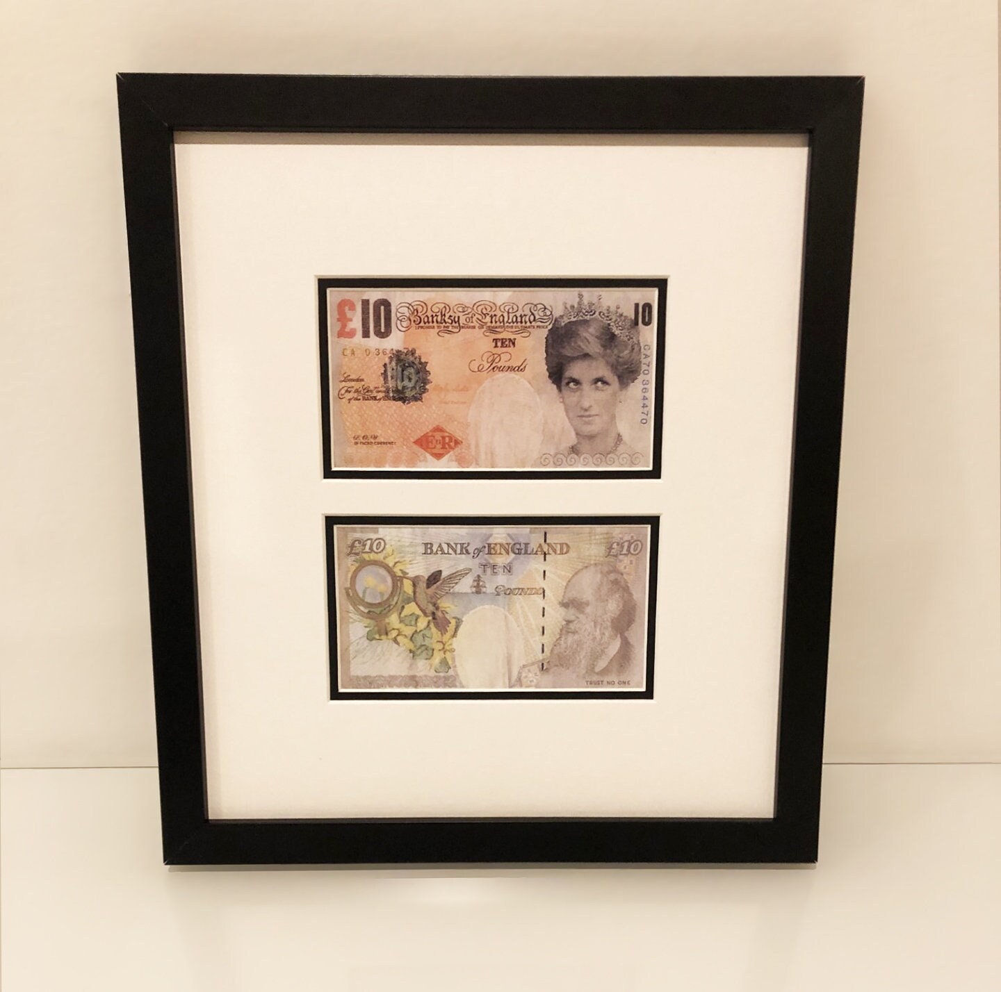 3 Framed Banksy Princess Diana Replica British Tenner's Di-faced Ten ...