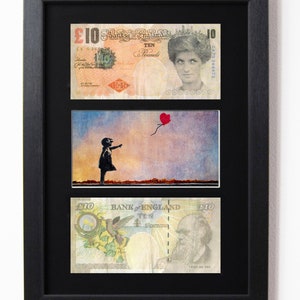 2 Framed Banksy Princess Diana Replica British Tenner's Di-faced Ten ...