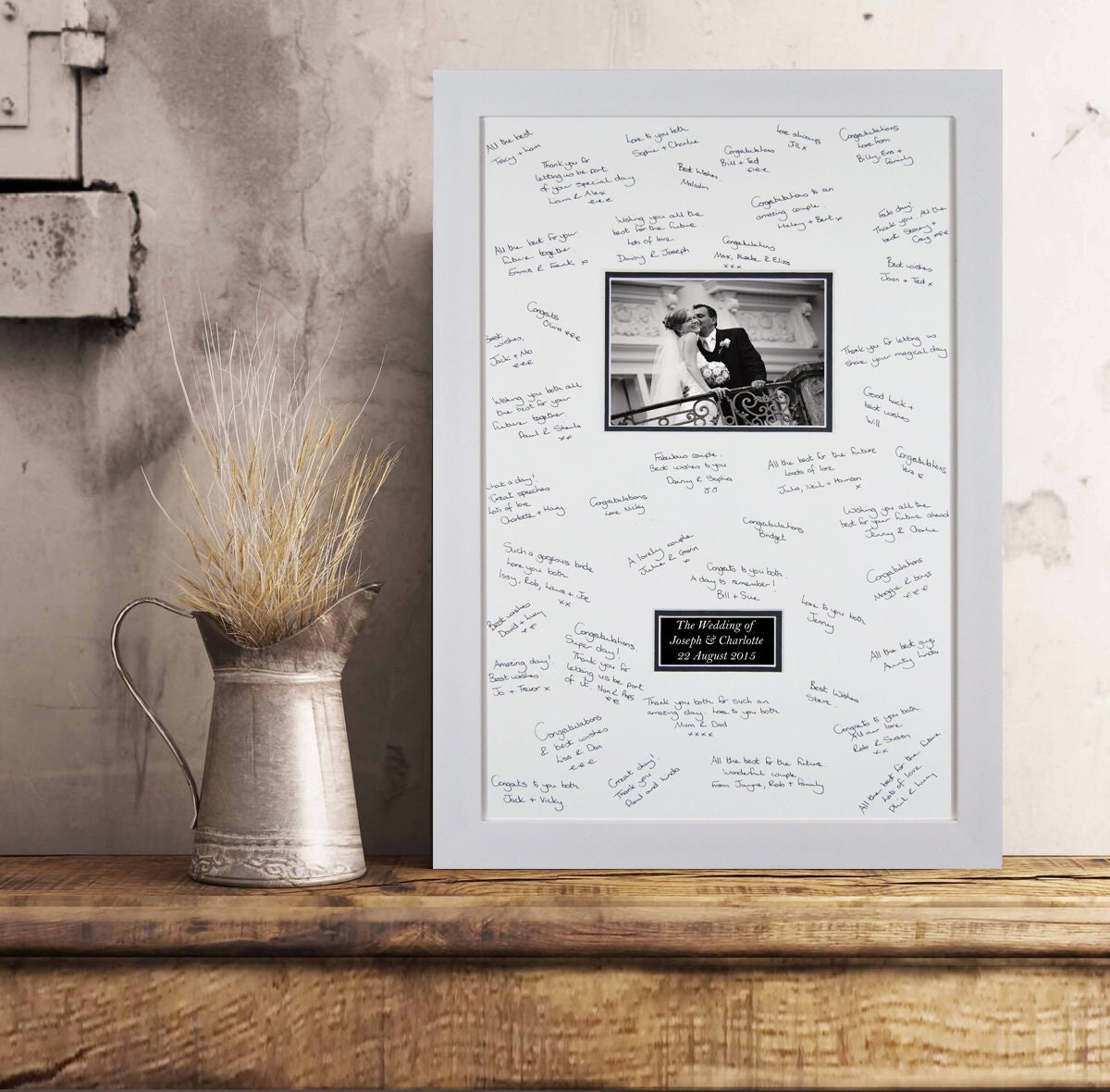 Personalised Wedding Guest Message Memory Board Frame Wedding Guest ...