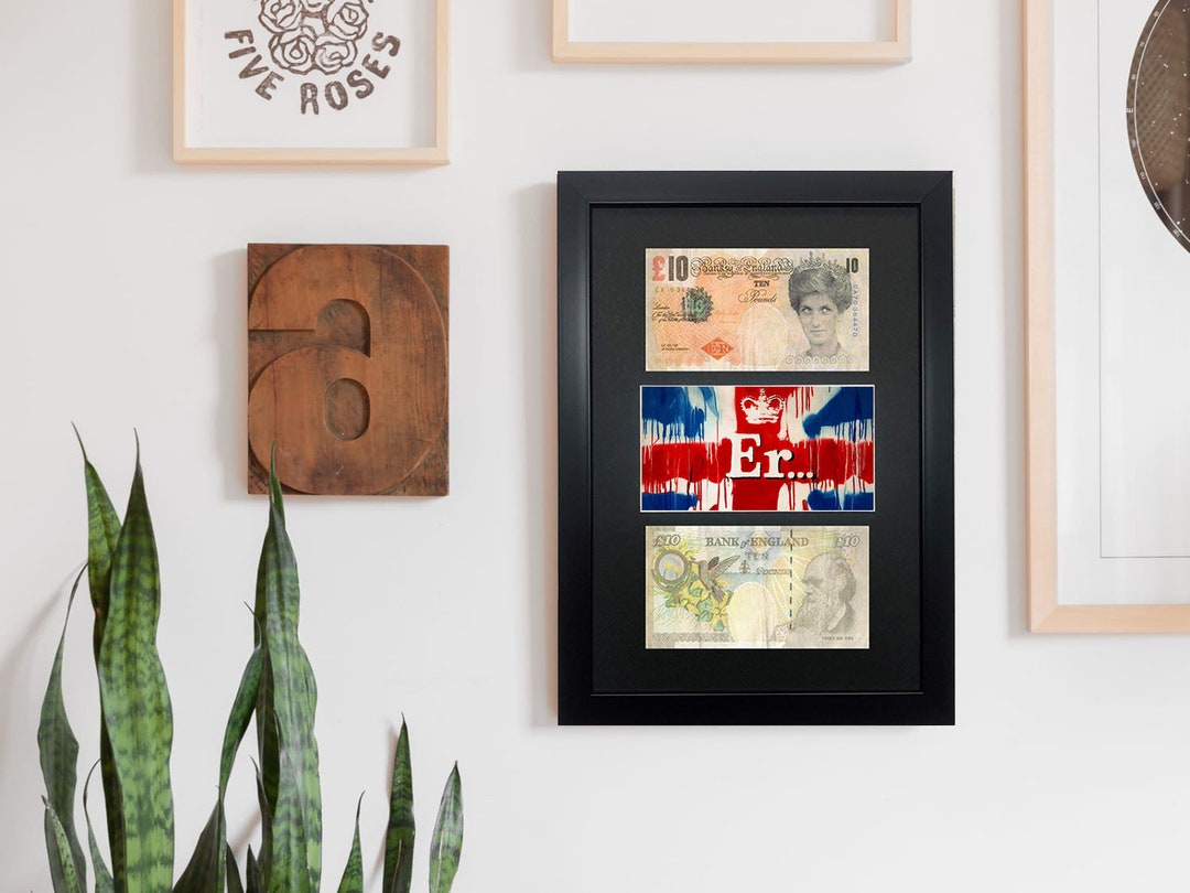 2 Framed Banksy Princess Diana Replica British Tenner's Di-faced Ten ...