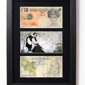 2 Framed Banksy Princess Diana Replica British Tenner's Di-faced Ten ...