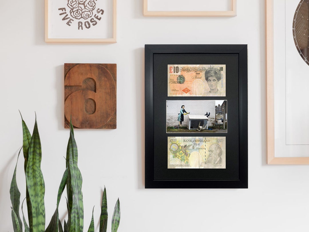 2 Framed Banksy Princess Diana Replica British Tenner's Di-faced Ten ...