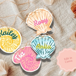 Seashells & Wedding Bells Watercolor Name Cards I Place Cards and Gift ...