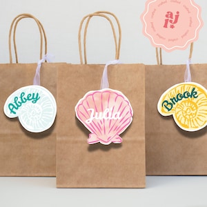 Seashells & Wedding Bells Watercolor Name Cards I Place Cards and Gift ...