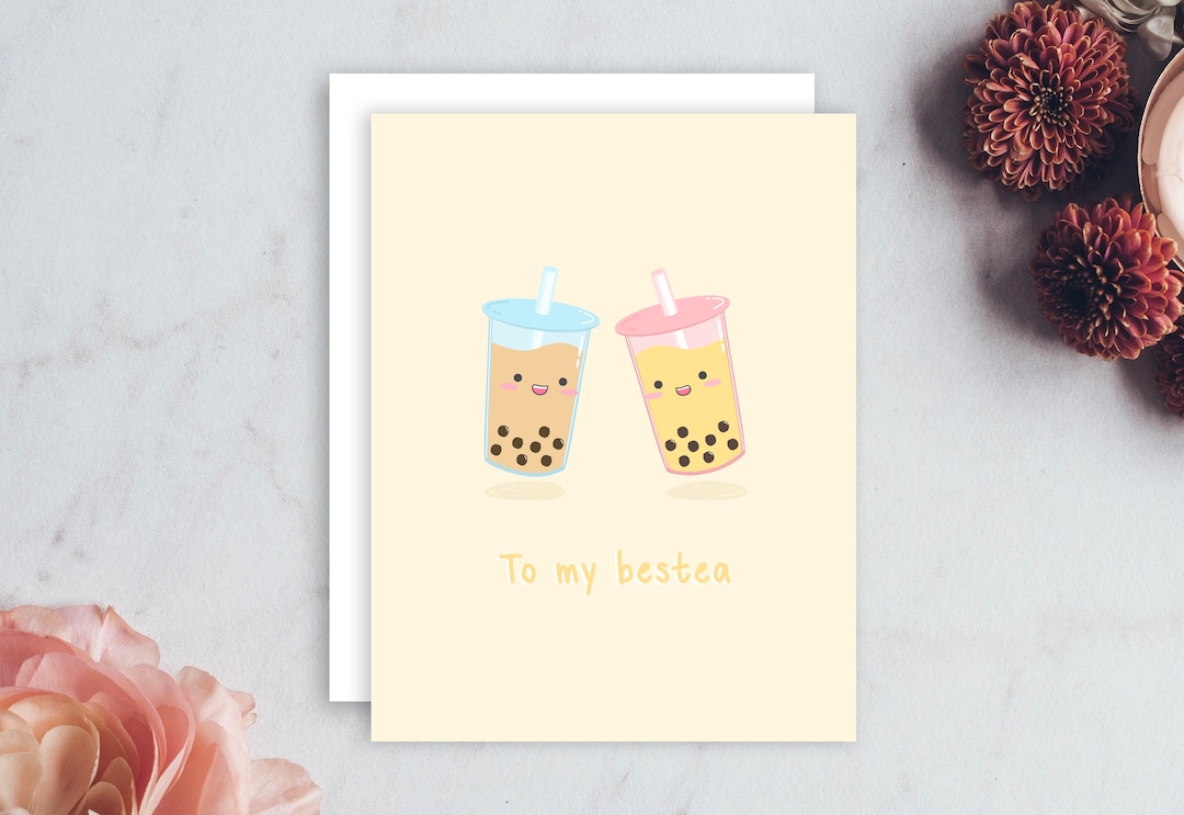 To My Bestea Bubble Tea Boba Greeting Card | Cute Funny Pun Asian Food ...