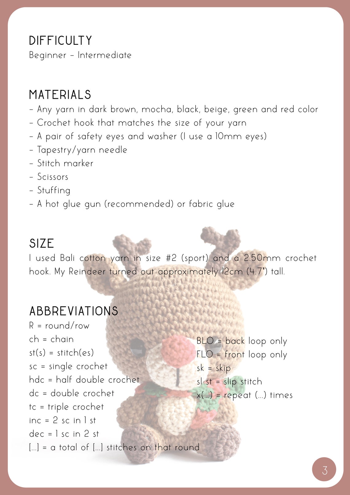 PDF PATTERN Reindeer Amigurumi | Etsy