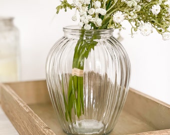 Ribbed Glass Vase | Etsy UK