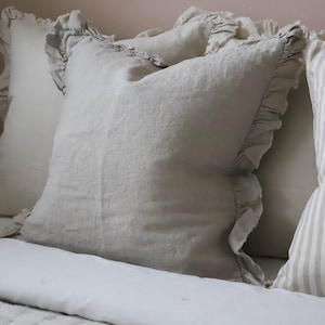 Hallie Natural Beige Ruffle Cushion - 3 Sizes - Etsy UK