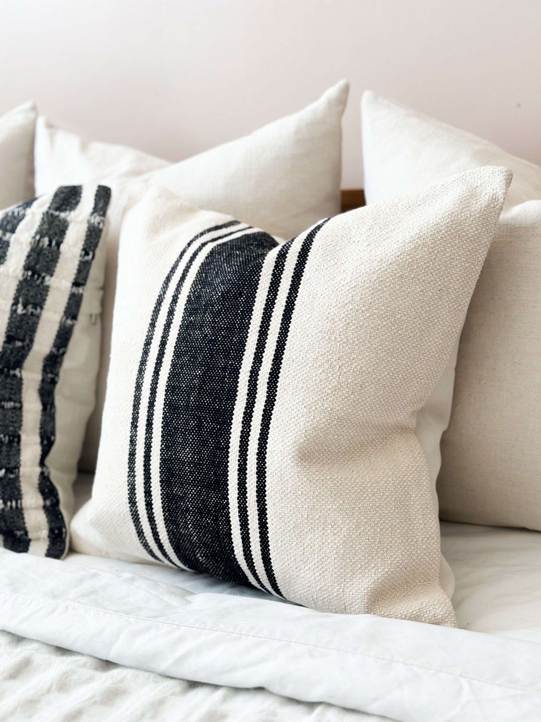 India Cotton Black & Cream Cushion - 2 Sizes - Etsy
