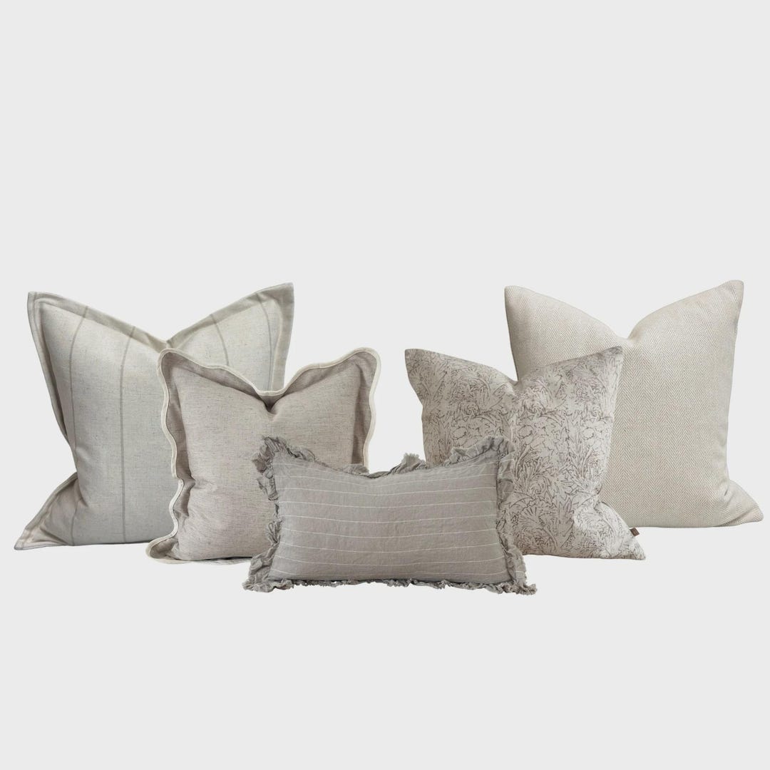The Cream & Beige Cushion Combination - Neutral Cushion Set, Cream ...