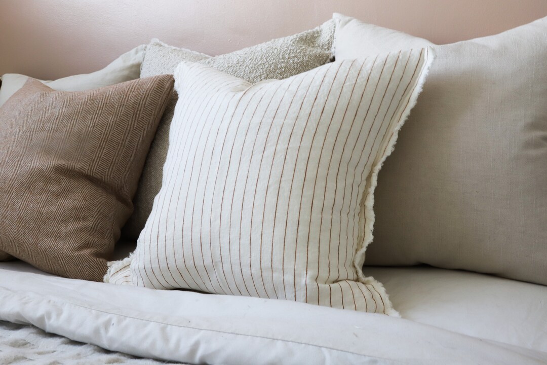 Esmee Rust Pinstripe Cushion 3 Sizes - Etsy UK